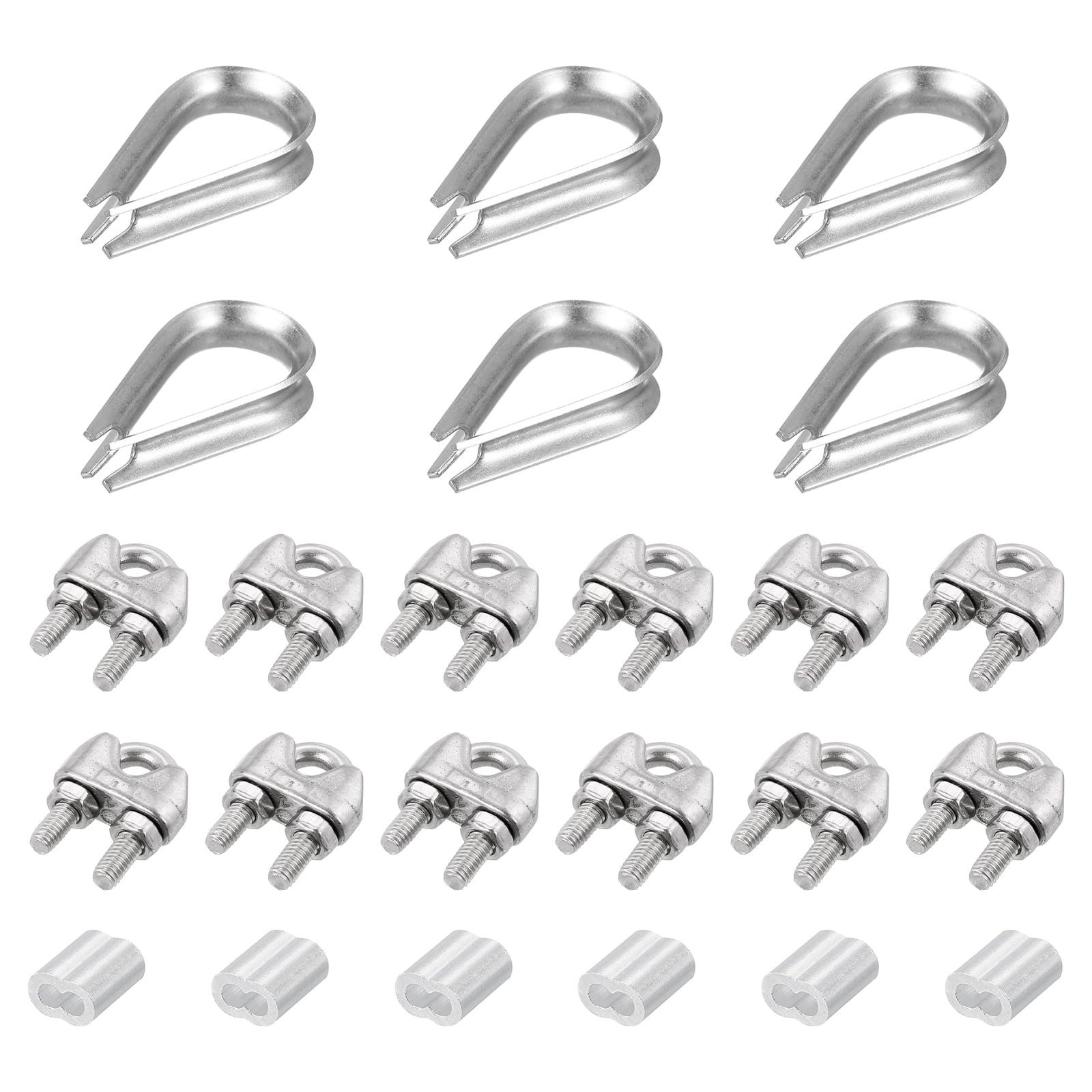 M4 Wire Rope Accessory Set for 5/32" Dia, 12Pcs Cable Clip Clamp 6Pcs ...