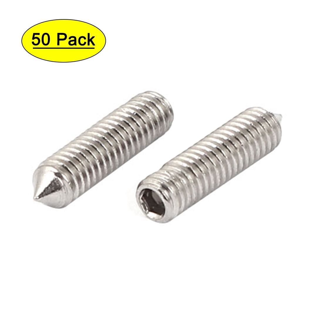M4 x 16mm Hex Socket Cone Point Set Grub Screw Silver Tone 50 Pcs ...