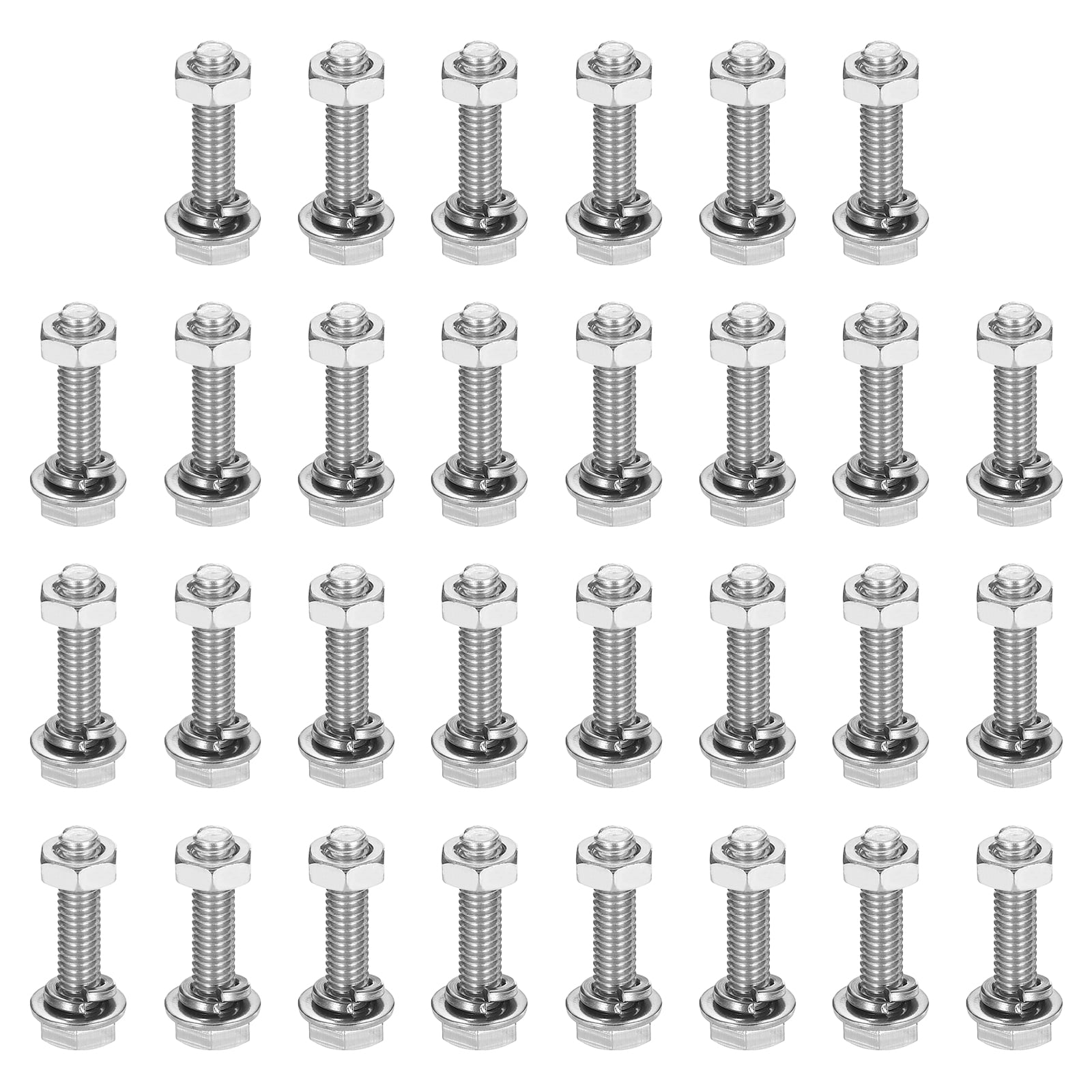 M4 x 18mm 304 Stainless Steel Hex Head Screws Bolts, Nuts, Flat & Lock ...