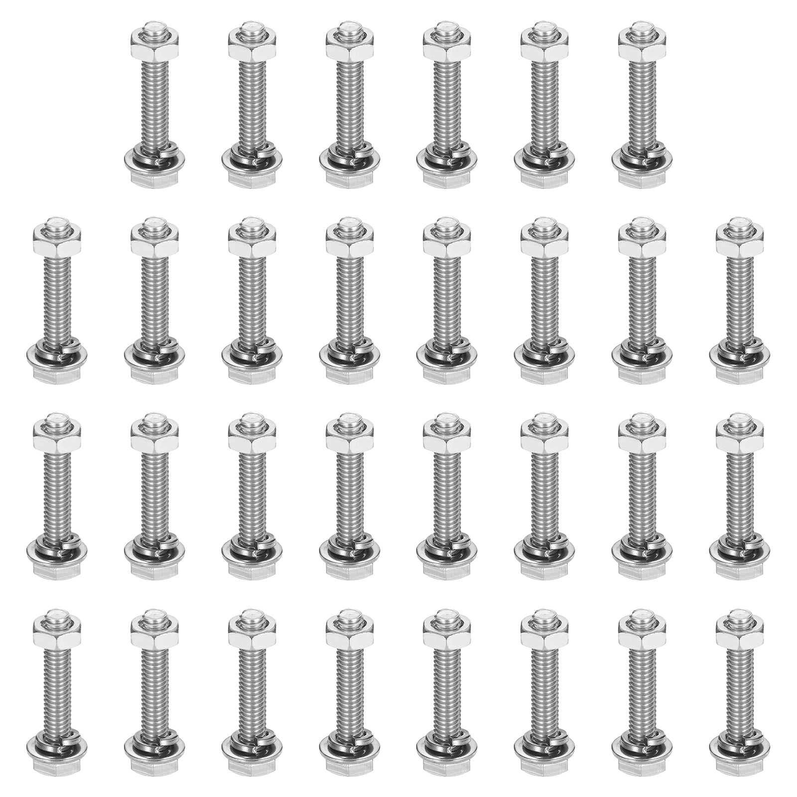 M4 x 22mm 304 Stainless Steel Hex Head Screws Bolts, Nuts, Flat & Lock ...