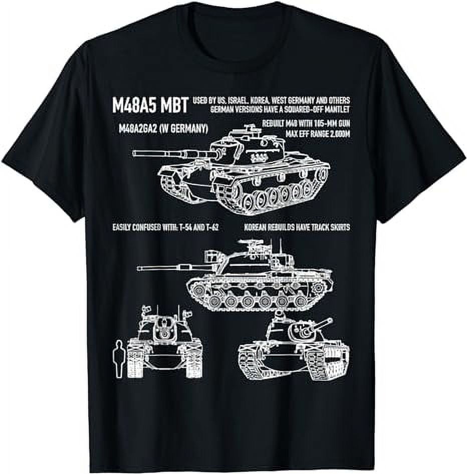 M48 A5 Patton Tank American Blueprint Diagram T-Shirt - Walmart.com