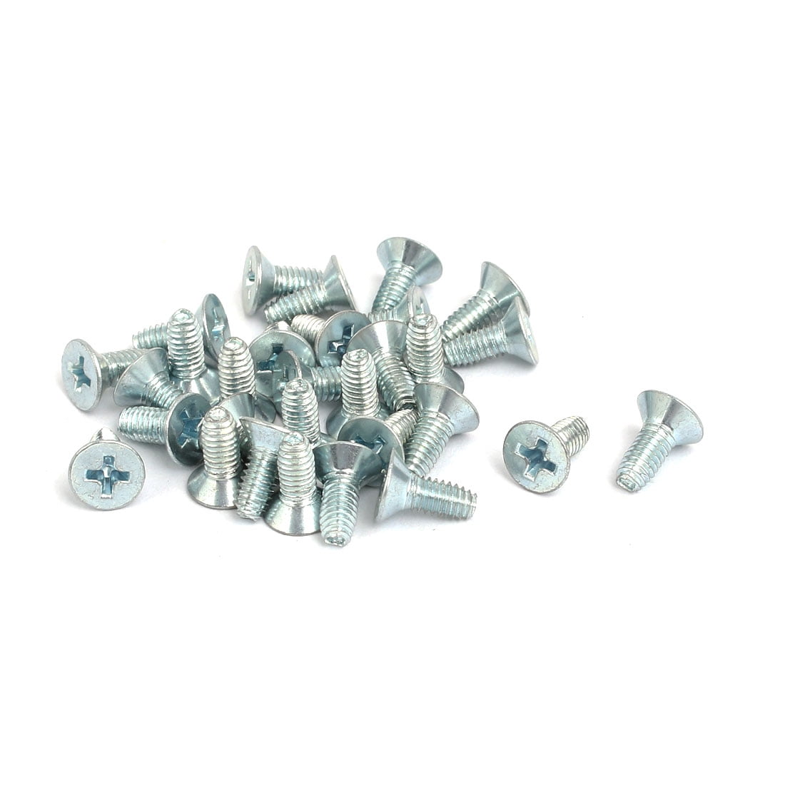 M4x10mm Countersunk Head Triangle Thread Screw Bolt Silver Blue 30pcs ...