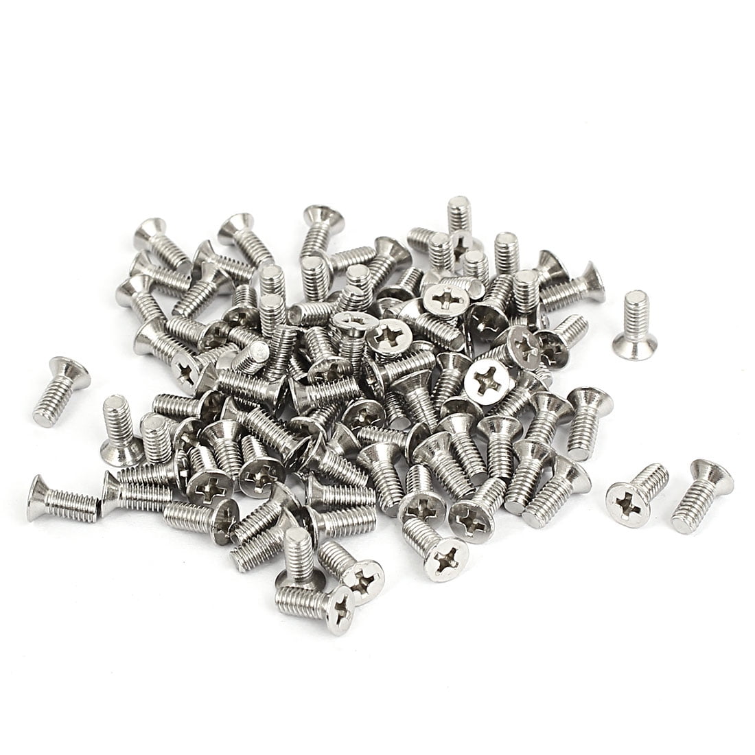 M4x10mm Stainless Steel Countersunk Flat Head Cross Screw Bolts 100pcs ...