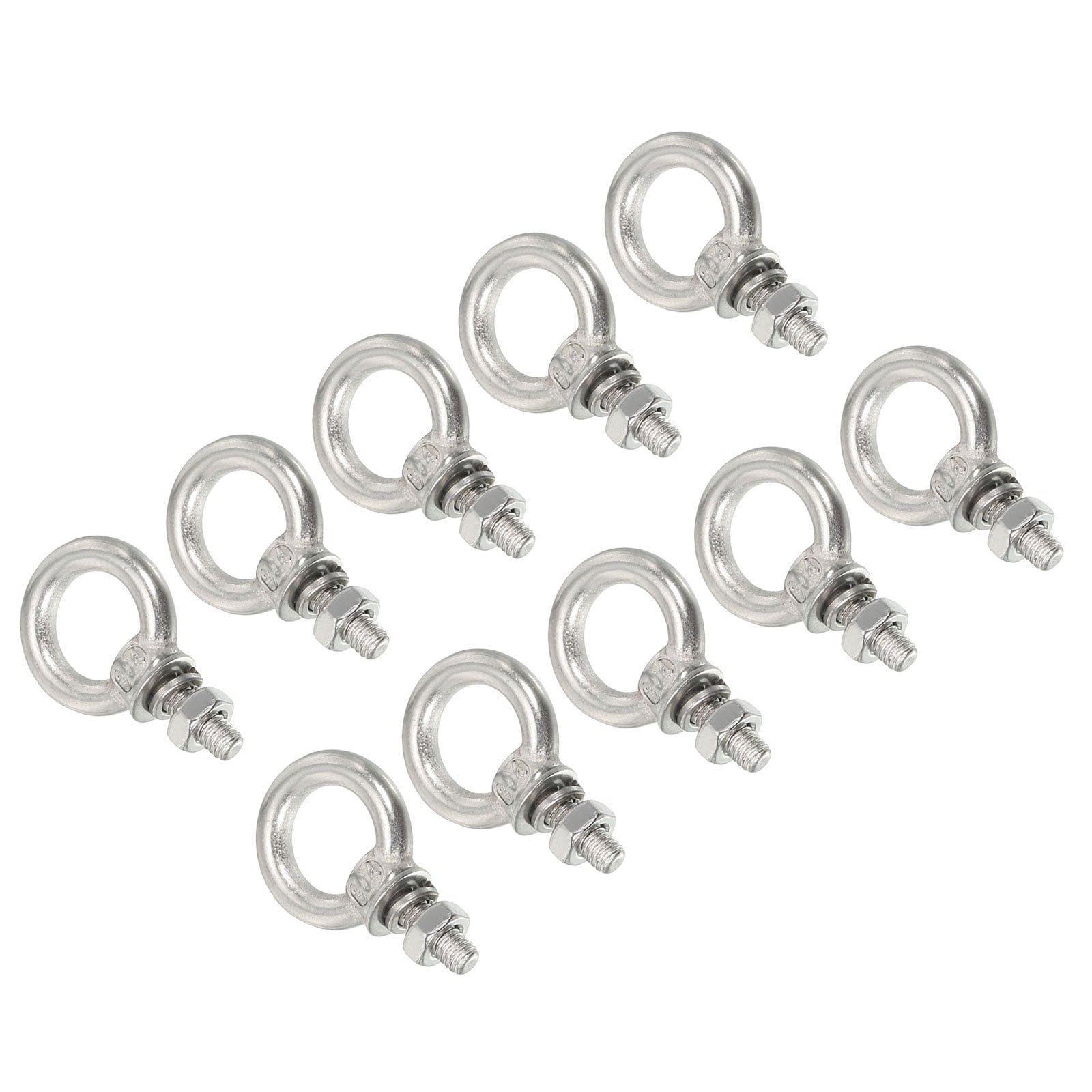 M4x11 3/16"x7/16" Stainless Steel Eye Bolts Threaded Screw Eyebolt ...