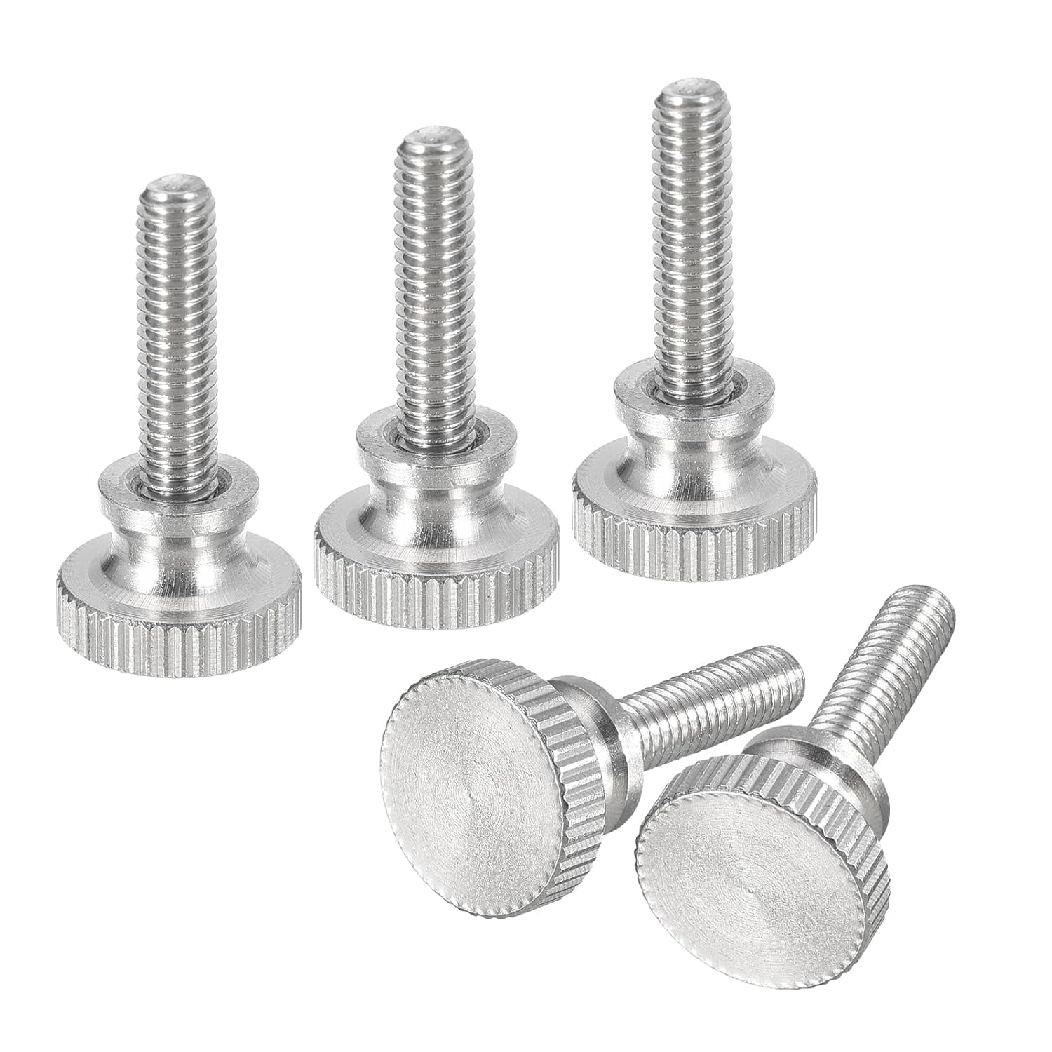 M4x16mm Knurled Thumb Screws, 5pcs 304 Stainless Steel Flat Knurled Head Thumb Screws Bolts with ...