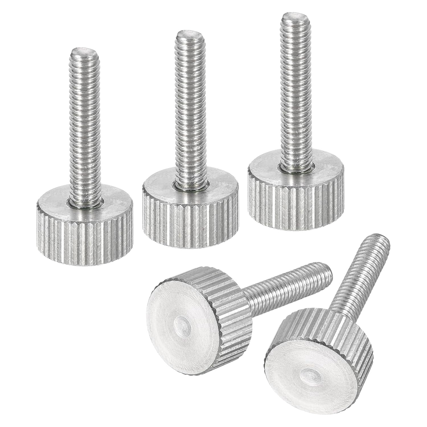 M4x20mm Knurled Thumb Screws, 5pcs 304 Stainless Steel Flat Knurled Head Fully Threaded Thumb ...