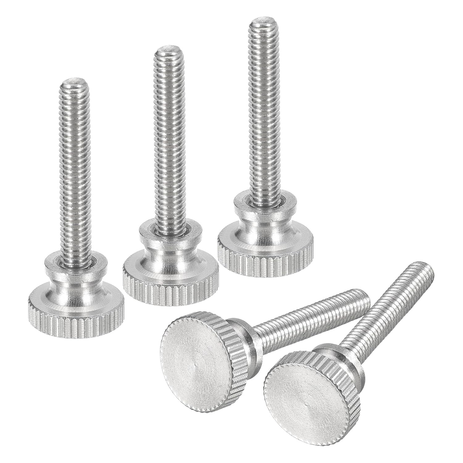 M4x25mm Knurled Thumb Screws, 5pcs 304 Stainless Steel Flat Knurled Head Thumb Screws Bolts with ...