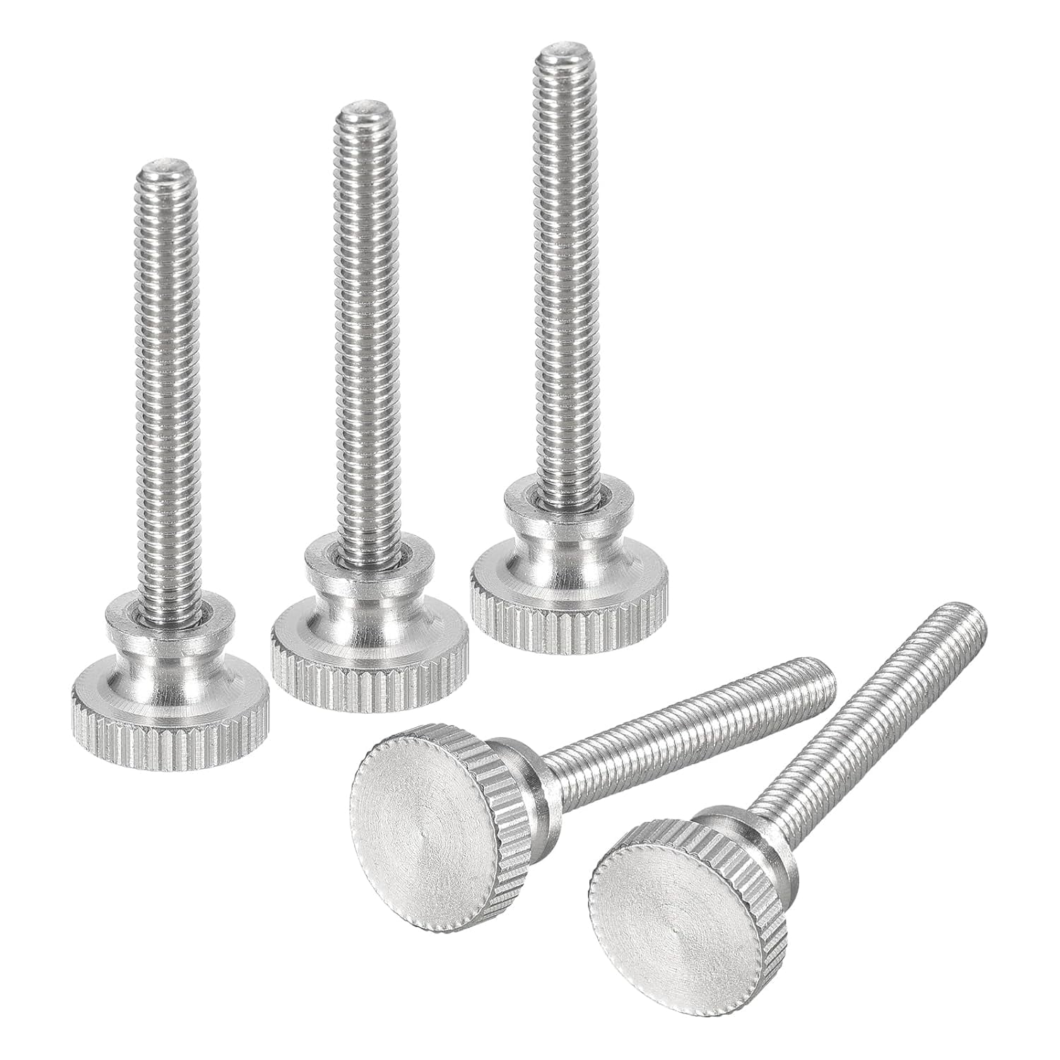 M4x30mm Knurled Thumb Screws, 5pcs 304 Stainless Steel Flat Knurled Head Thumb Screws Bolts with ...