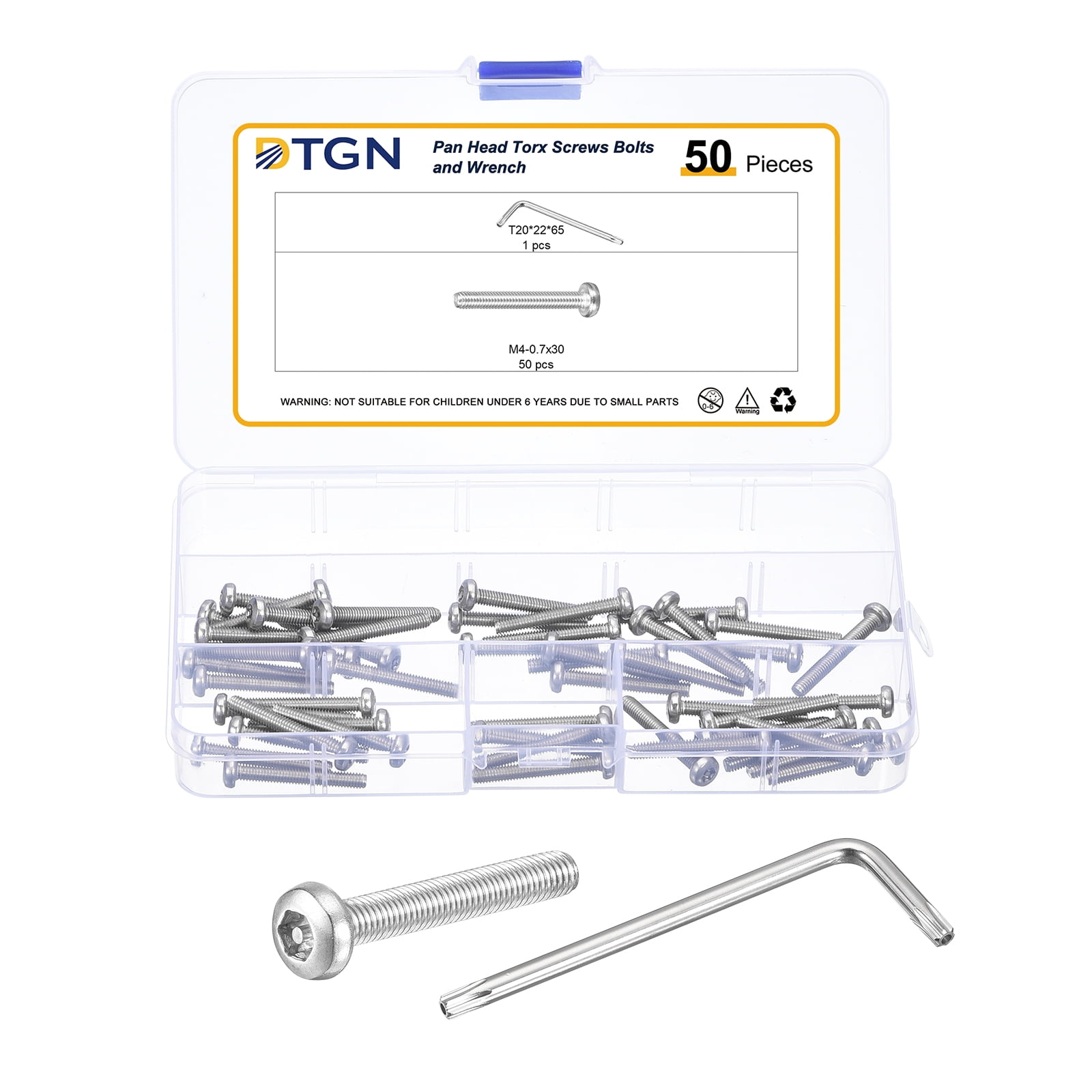 M4x30mm Pan Head Torx Security Screw - 50Pack - Stainless Steel ...