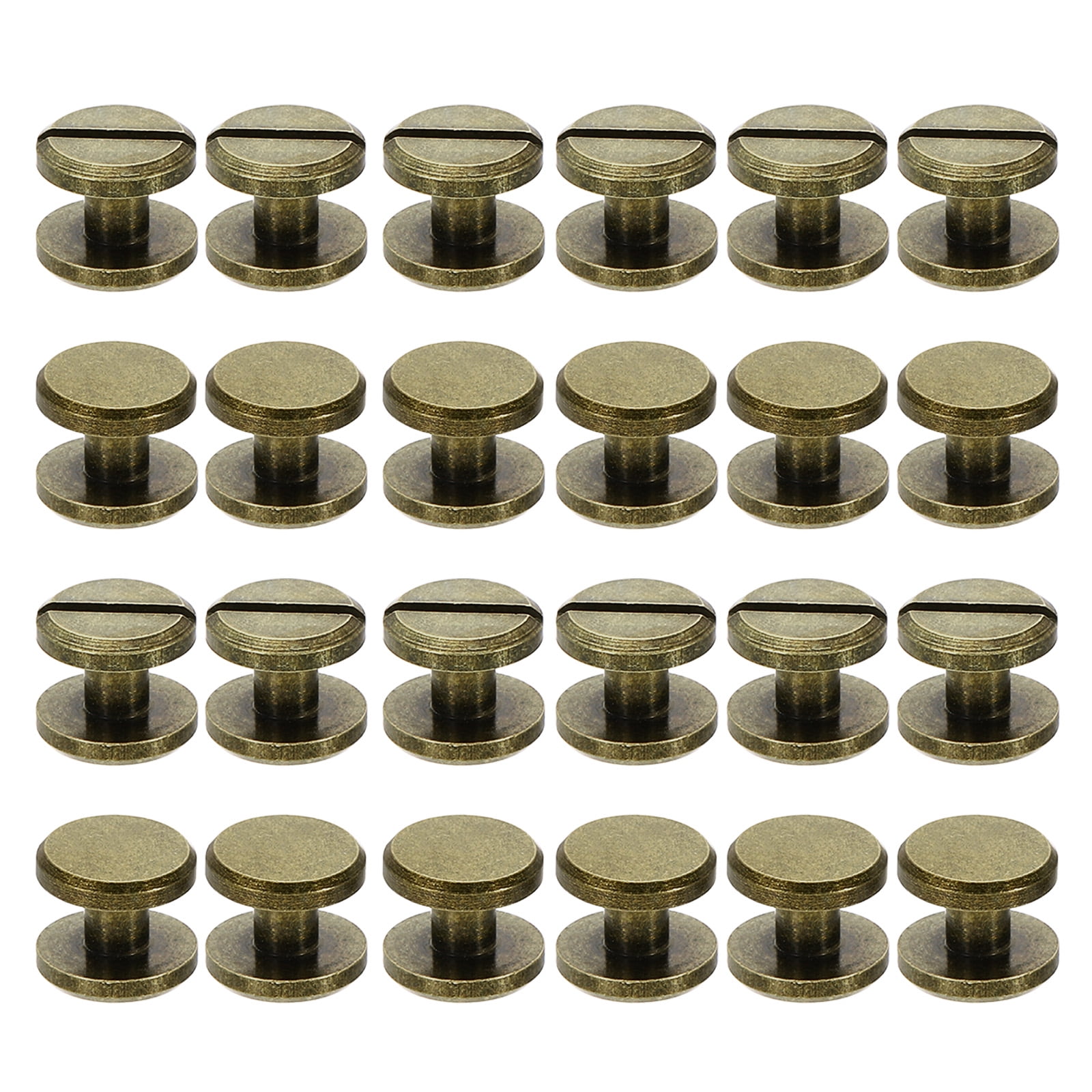 M4x4mm Chicago Screws, 25 Sets Brass Chicago Screw Slotted Binding Post ...
