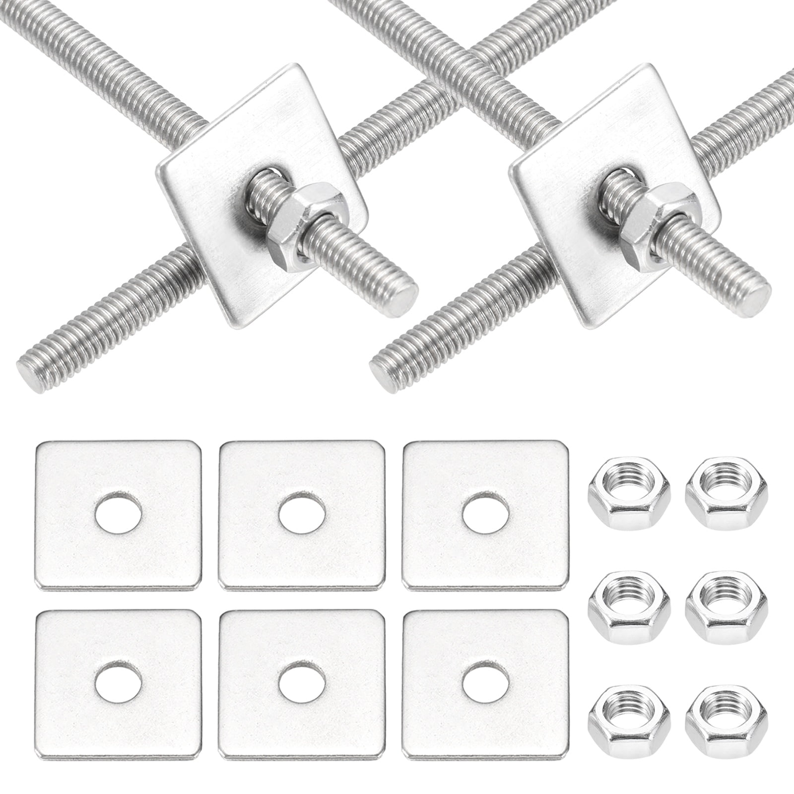 M4x65mm Fully Threaded Rod, 6Set 304 Stainless Steel Threaded Rods Bar ...