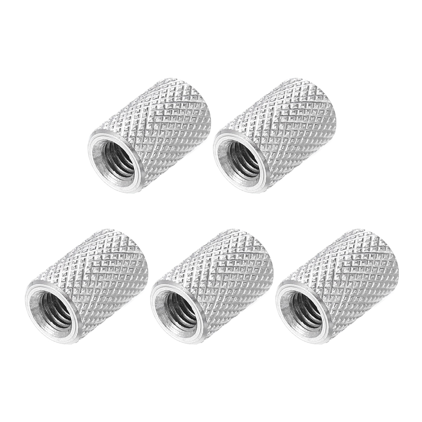 M5 5 Pack 304 Stainless Steel Round Knurled Connector Nuts,0.31"OD x 0. ...