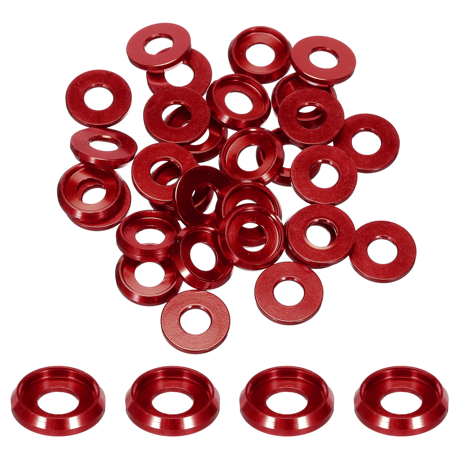M5 Cone Cup Countersunk Washers,Hole Dia 5mm/0.2" Aluminum 30PCS, Red ...
