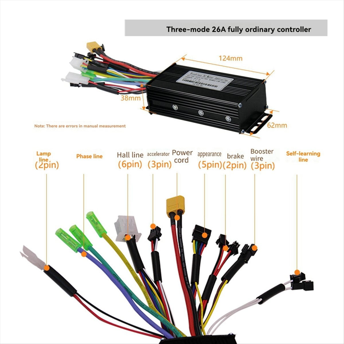 M5 Electric Bike Color LCD Display Meter 36V 48V/26A Big 9 Sine Wave ...
