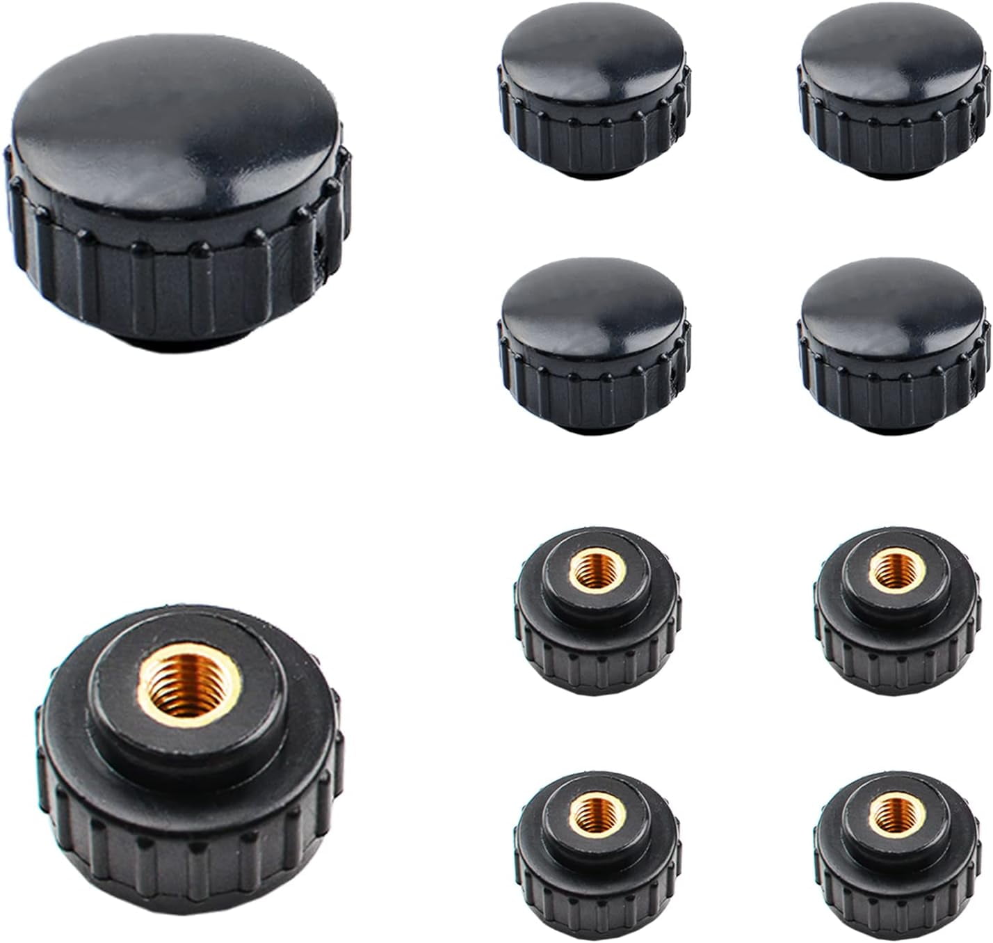 M5 Knurled Thread Clamping Knob, 10pcs Black Plastic Through Hole Set ...