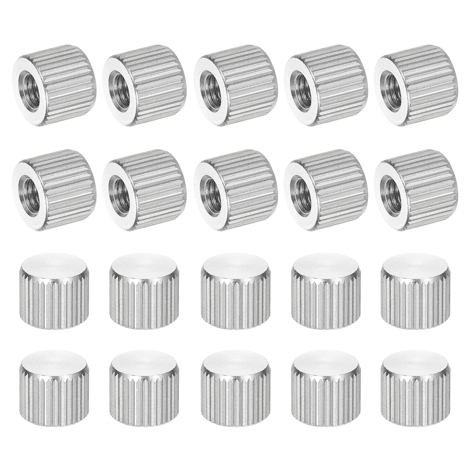 M5 Knurled Thumb Nuts, 20pcs 304 Stainless Steel Flat Head Blind Hole ...