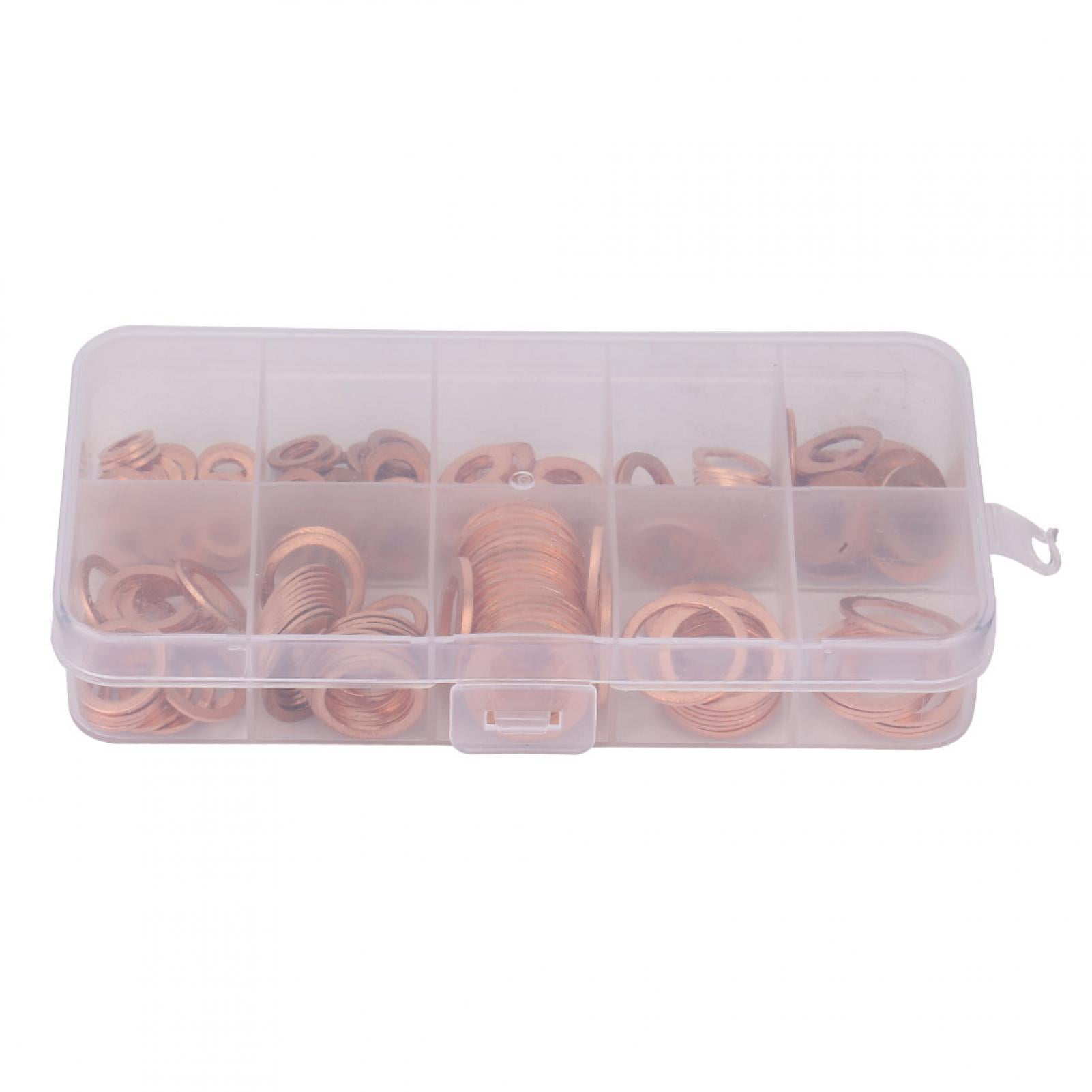 M5-M14 Copper Washers Assorted Set, 200pcs Flat Ring Solid Copper ...