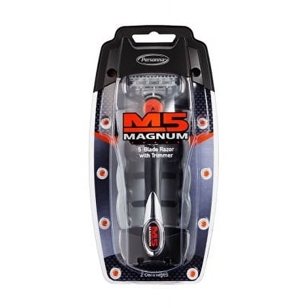 M5 Magnum 5 Razor with Trimmer, 2 Refill Blades and Travel Case ...