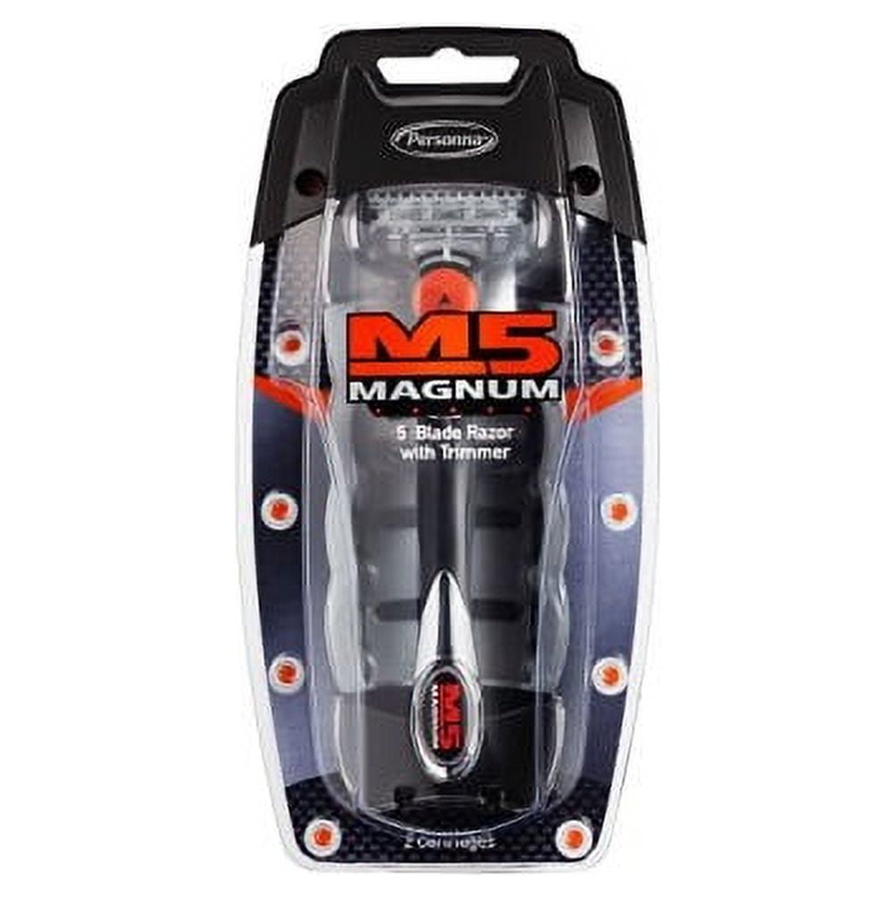 M5 Magnum 5 Razor with Trimmer, 2 Refill Blades and Travel Case ...