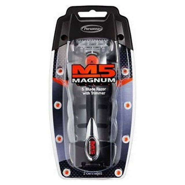 M5 Magnum 5 Razor with Trimmer, 2 Refill Blades and Travel Case ...