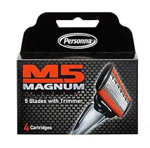 M5 Magnum Razor Blades with trimmer - 4 replacement cartridges per pack ...