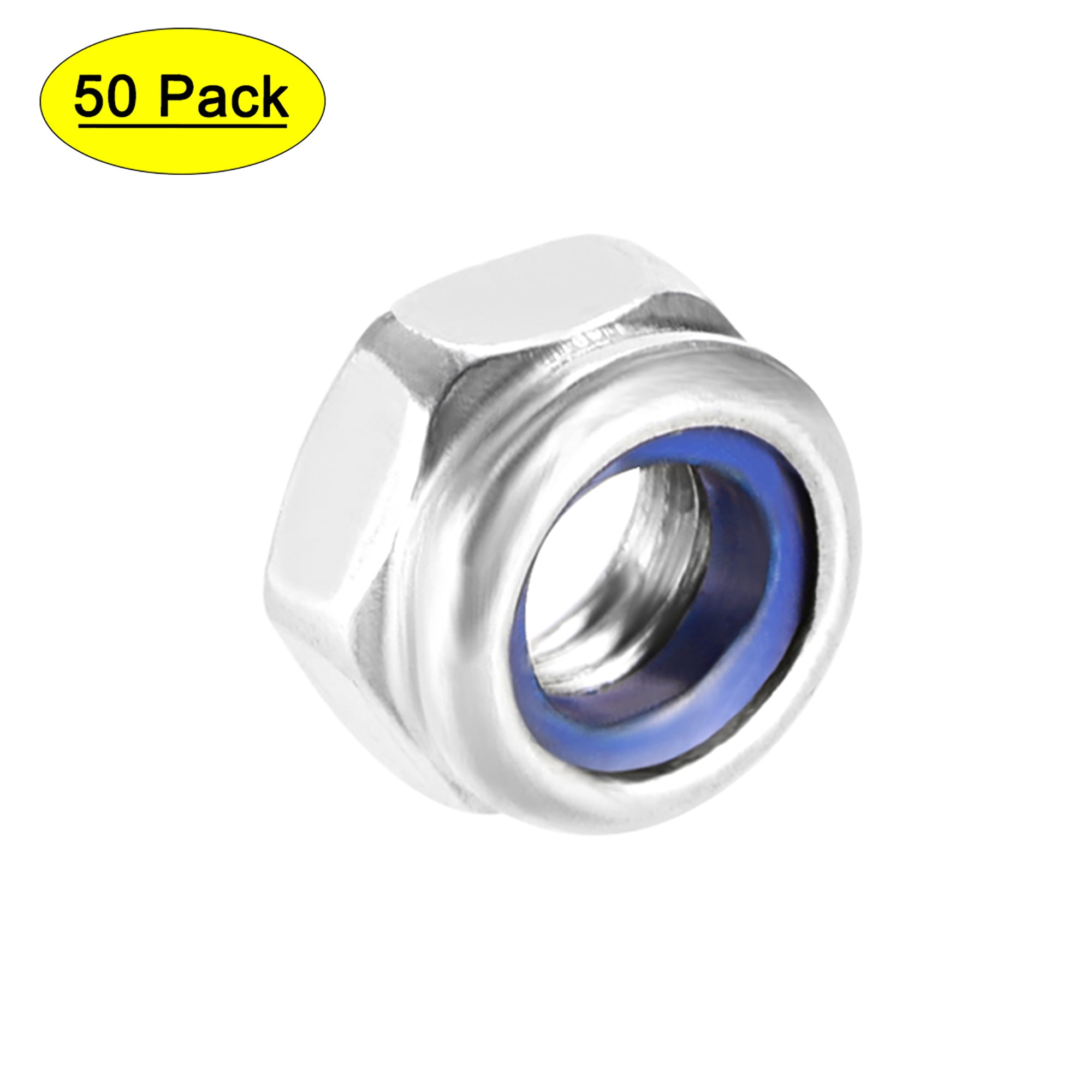 M5 x 0.8mm Nylon Insert Hex Lock Nuts, 201 Stainless Steel, 50 Pcs ...
