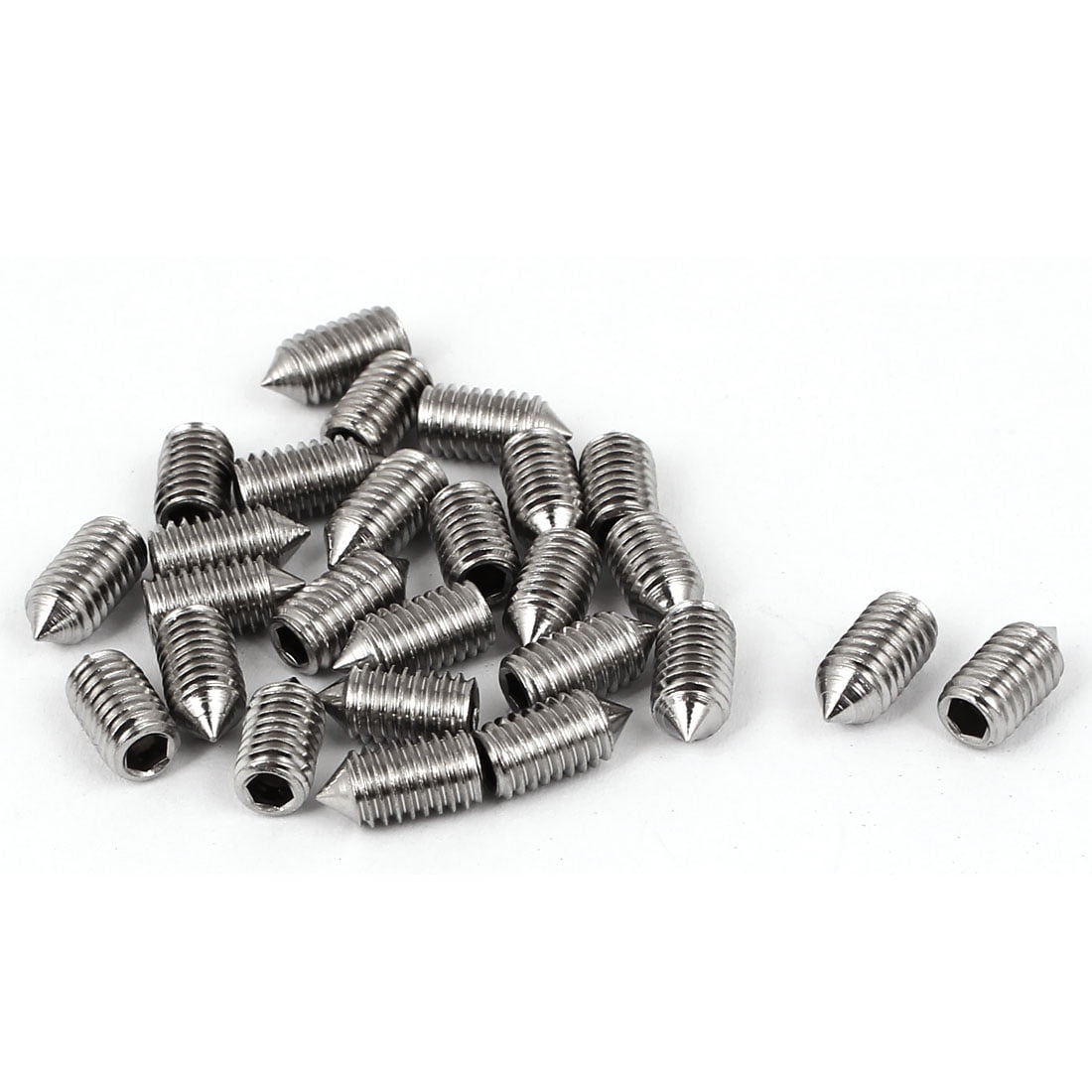 M5 x 10mm Cone Point Hex Socket Set Grub Screw Silver Tone 25 Pcs ...