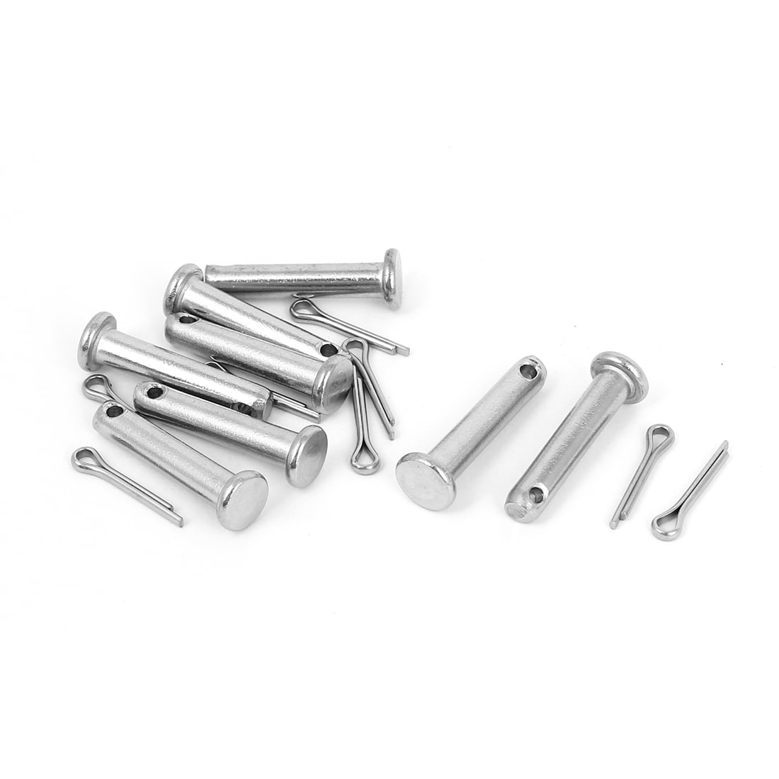 M5 x 25mm Flat Head Metal Round Clevis Pins Fastener Silver Tone 8Sets ...