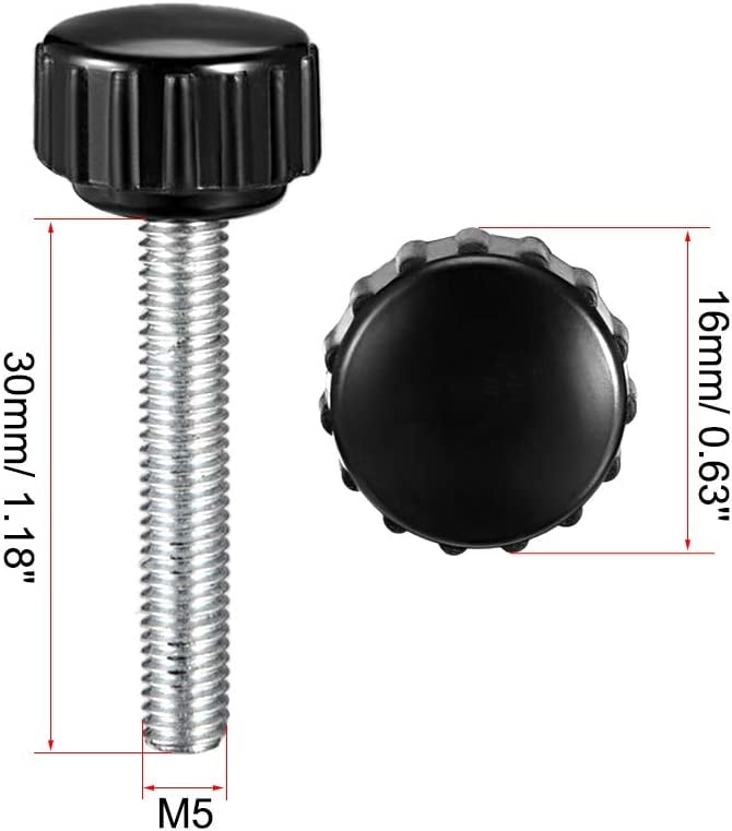 M5 x 30mm Metric Male Thread Knurled Clamping Knobs Grip Thumb Screw on ...