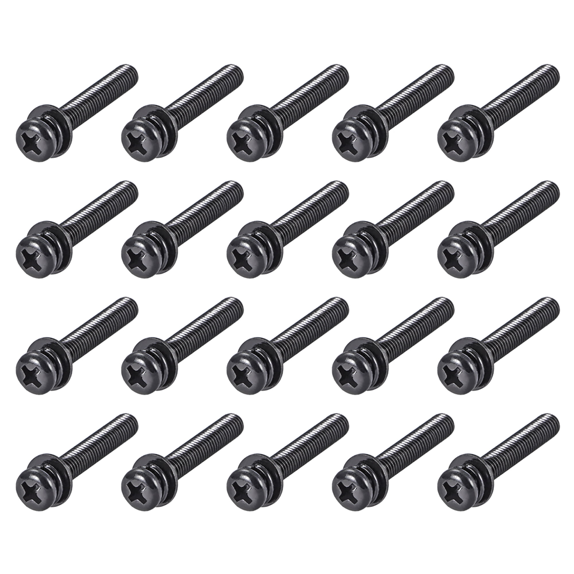 Uxcell M5x1.38'' Pan Head Machine Screws Bolts Combine Carbon Steel ...