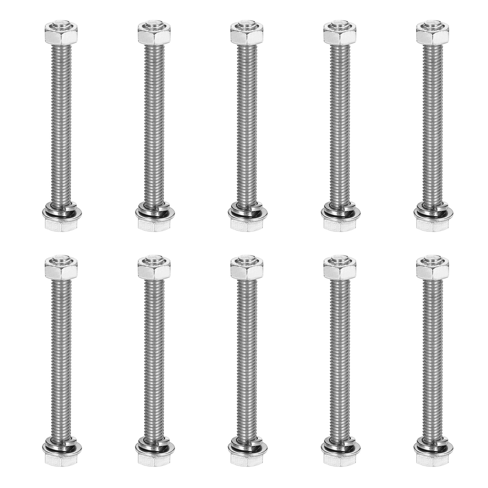 M5 x 50mm 304 Stainless Steel Hex Head Screws Bolts, Nuts, Flat & Lock Washers Assortment Kit ...