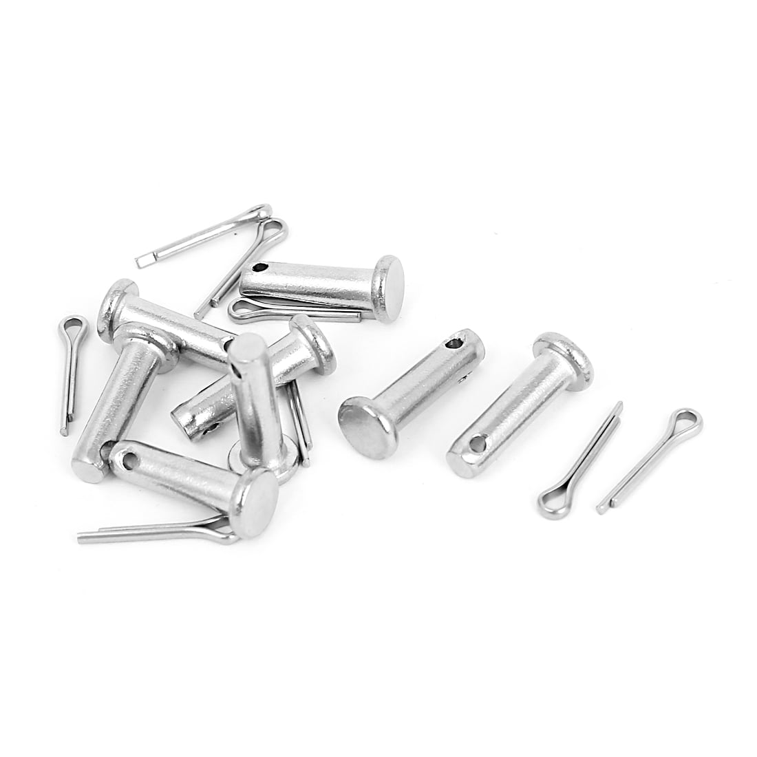 M5 x18mm Flat Head Metal Round Clevis Pins Fastener Silver Tone 8 Pcs ...