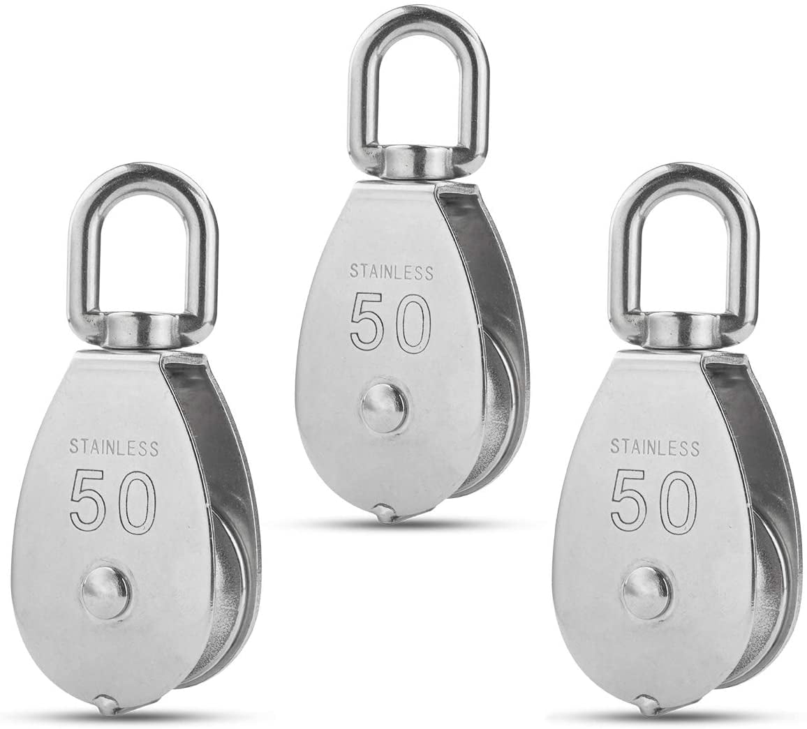 M50 Single Pulley Block Loading 1000lbs, 3 Pack 304 Stainless Steel ...