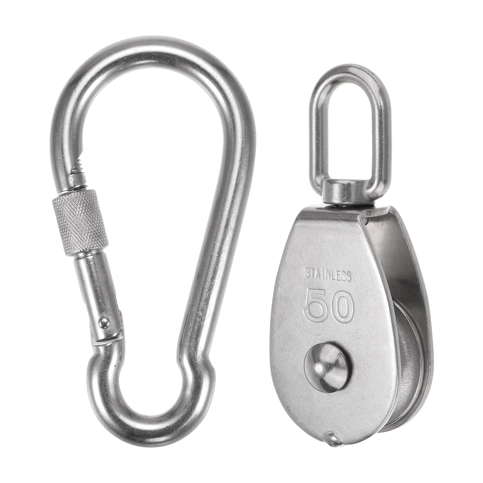 M50 Single Pulley Block with Locking Spring Snap Hook, 304 Stainless ...