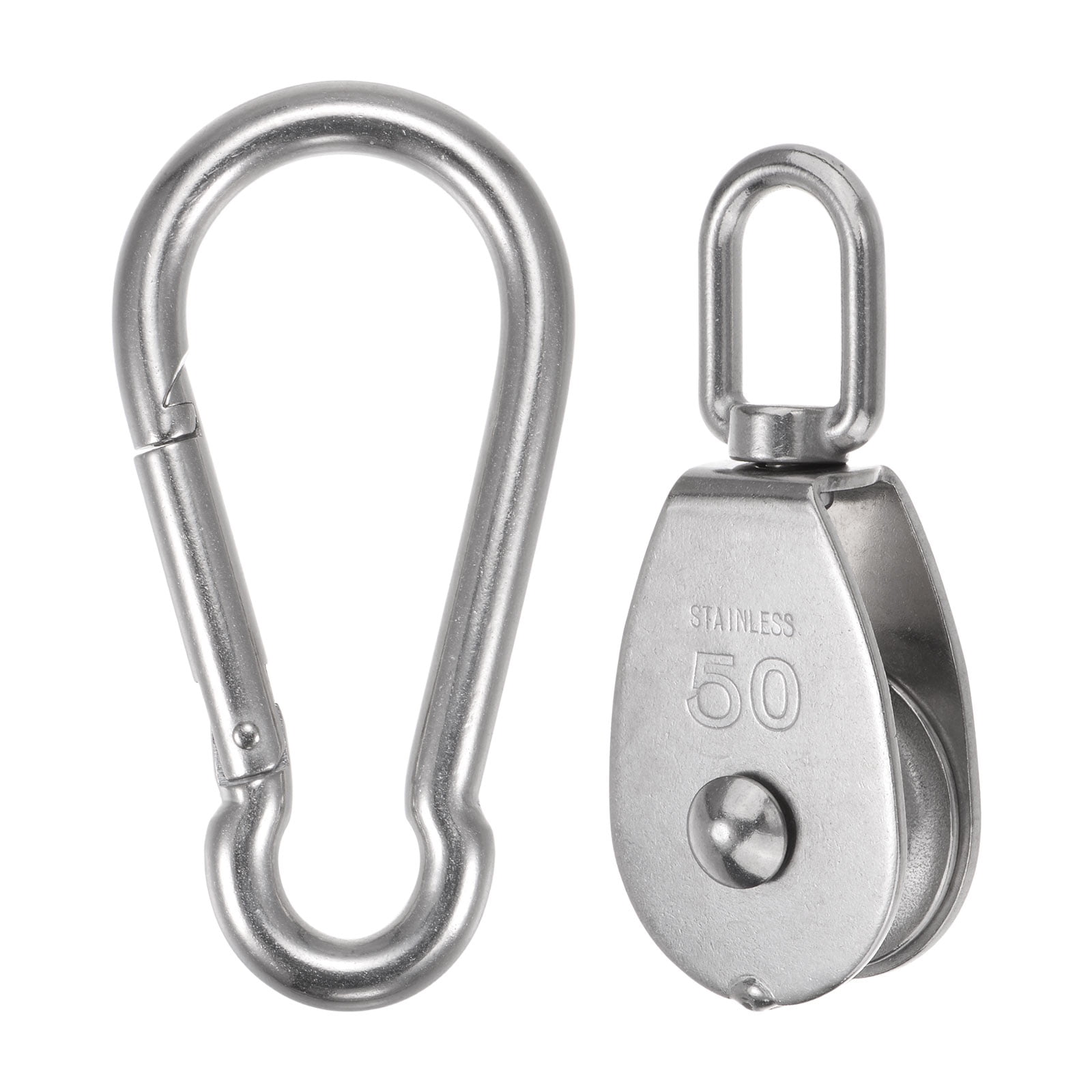 M50 Single Pulley Block with Spring Snap Hook, 304 Stainless Steel ...