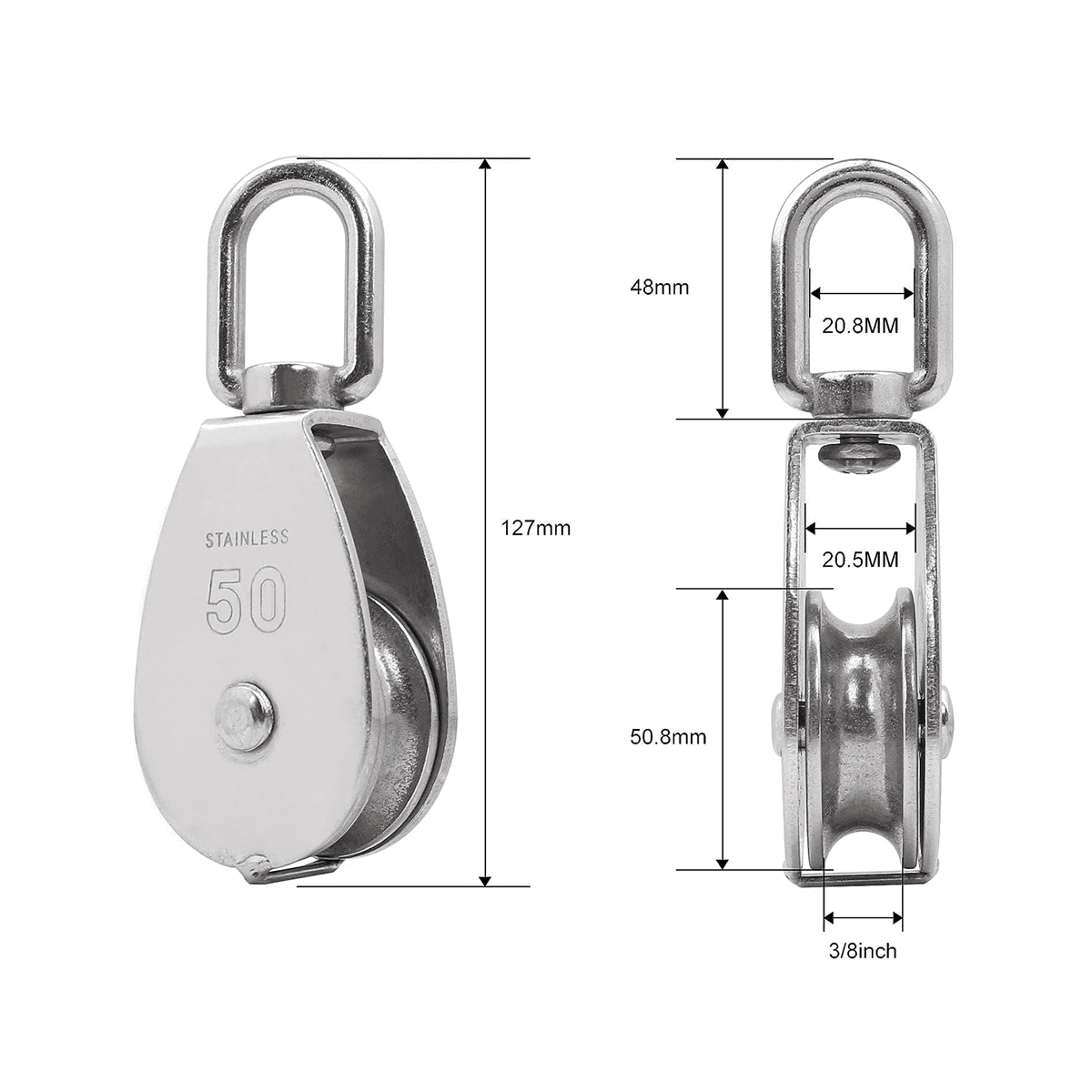 M50 Single Pulley Snatch Block Lifting Crane Heavy Duty Swivel Hook 304 ...