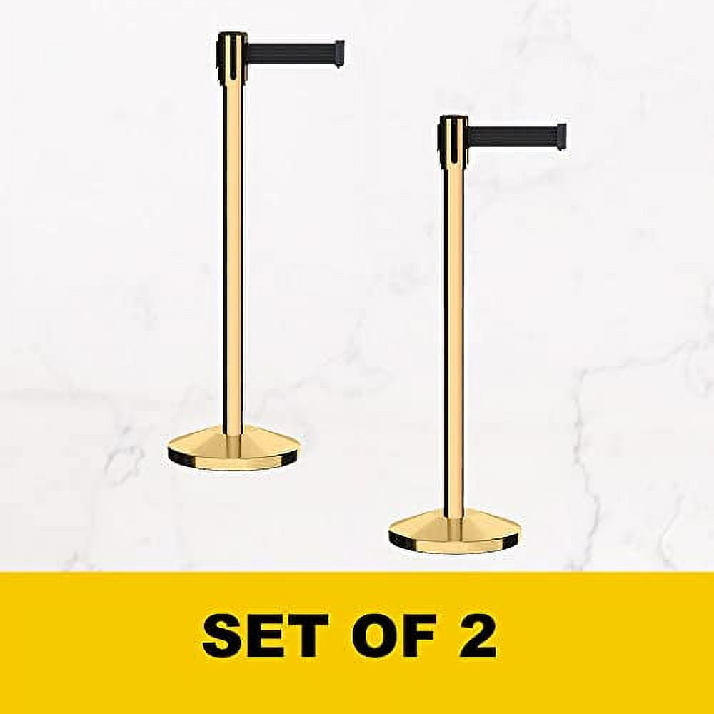 M530 Set of 2 Retractable Belt Barrier Stanchion, Sloped Base, Polished ...