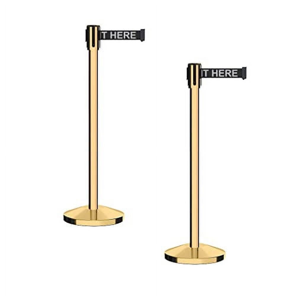 M530 Set of 2 Retractable Belt Barrier Stanchion, Sloped Base, Polished ...
