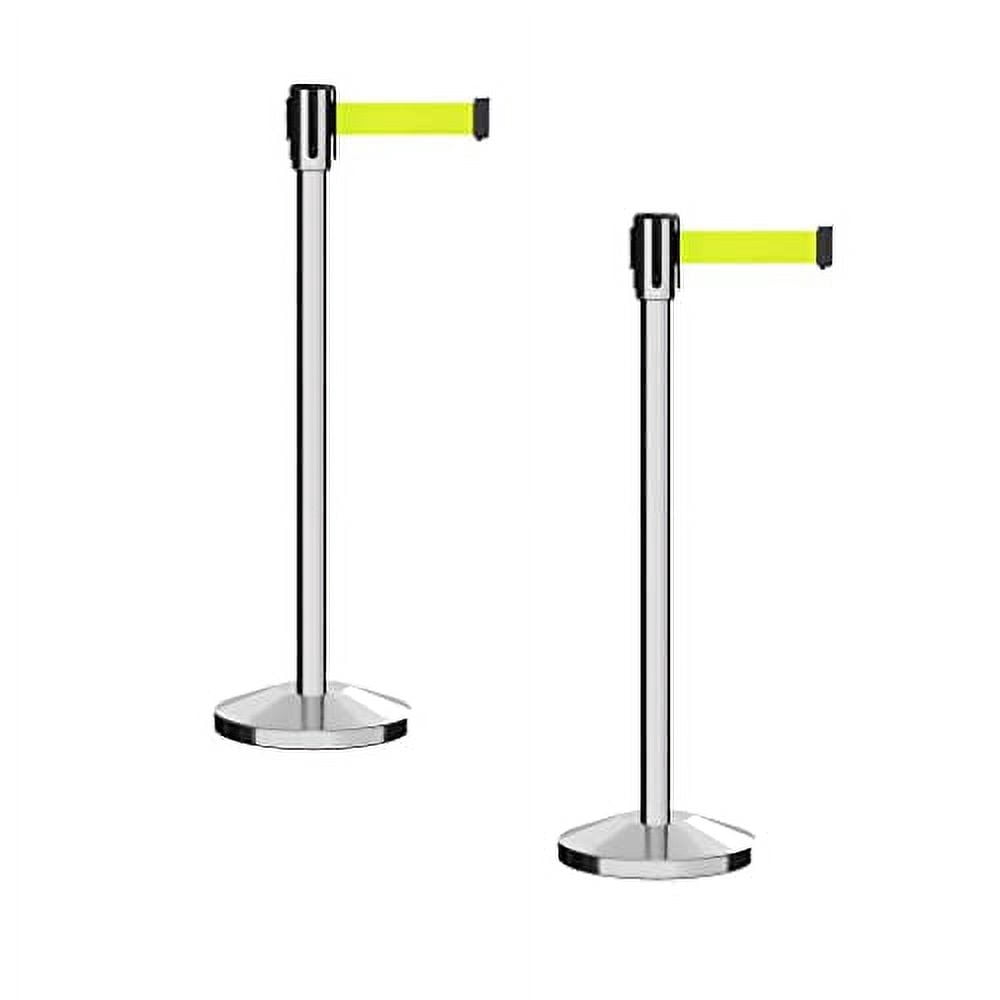 M530 Set of 2 Retractable Belt Barrier Stanchion, Sloped Base, Polished ...