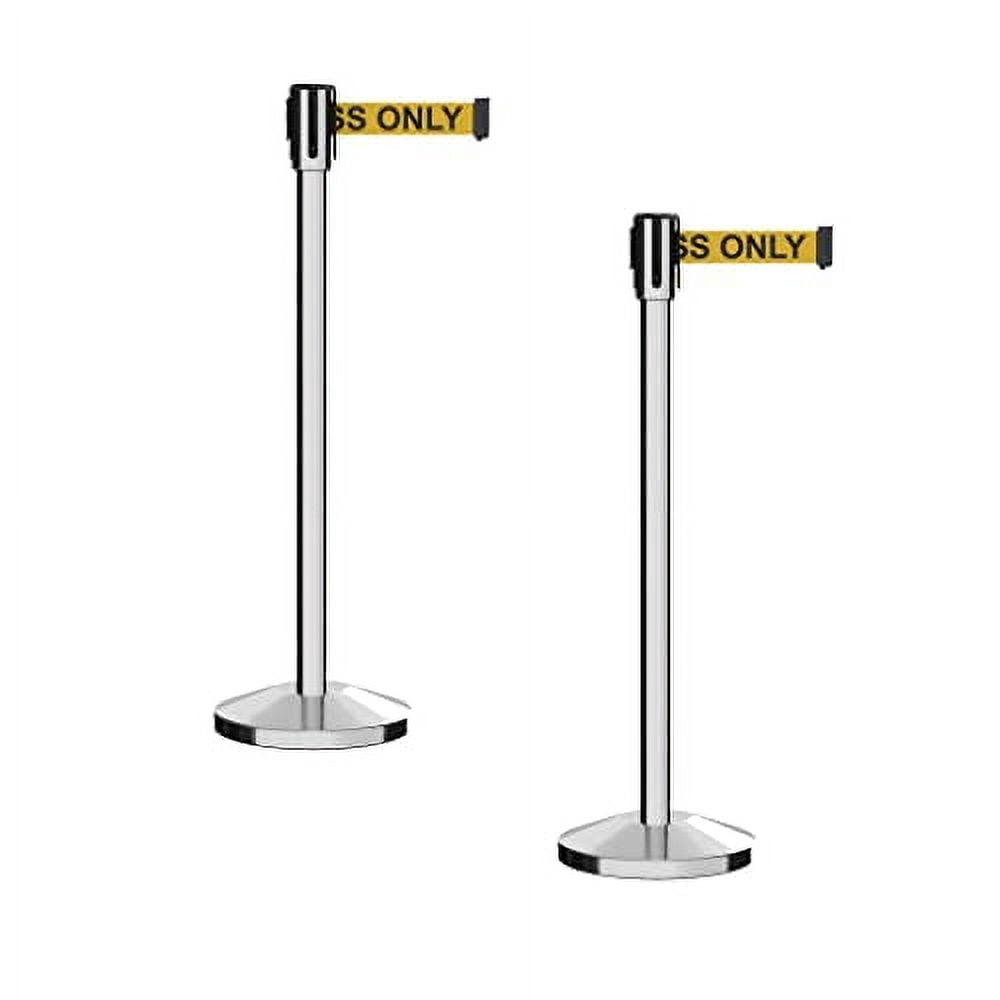 M530 Set of 2 Retractable Belt Barrier Stanchion, Sloped Base, Polished ...