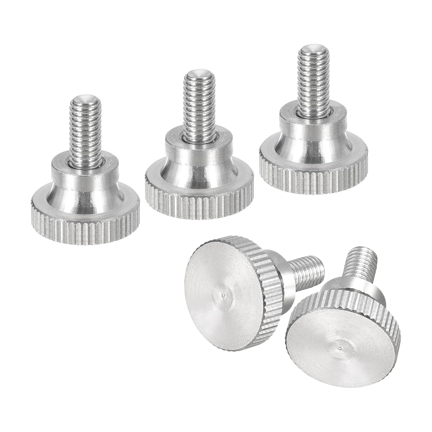 M5x10mm Knurled Thumb Screws, 5pcs 304 Stainless Steel Flat Knurled Head Thumb Screws Bolts with ...