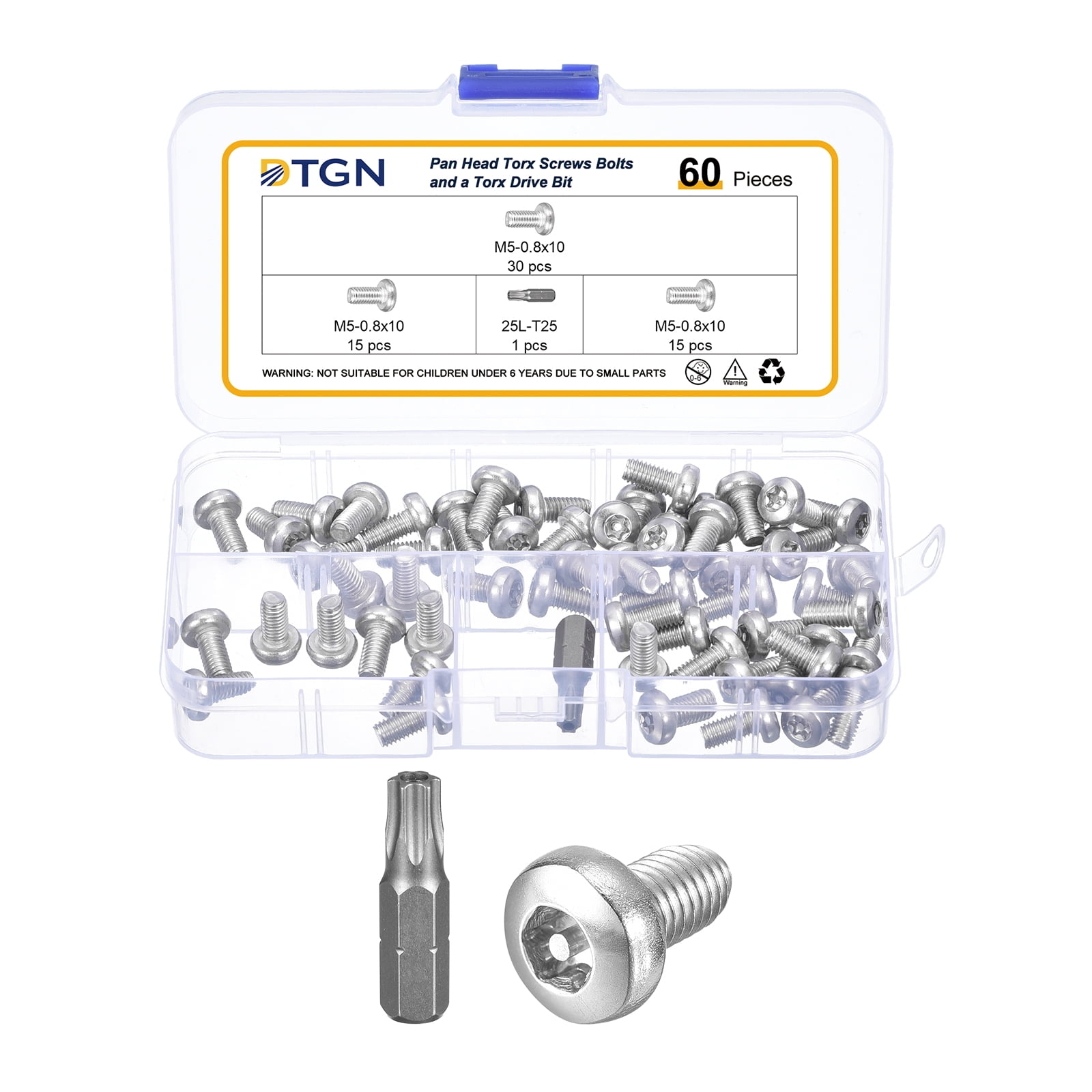 M5x10mm Pan Head Torx Security Screw - 60Pack - Stainless Steel ...