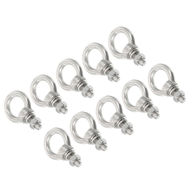 M5x11 1/5"x7/16" Stainless Steel Eye Bolts Threaded Screw Eyebolt ...