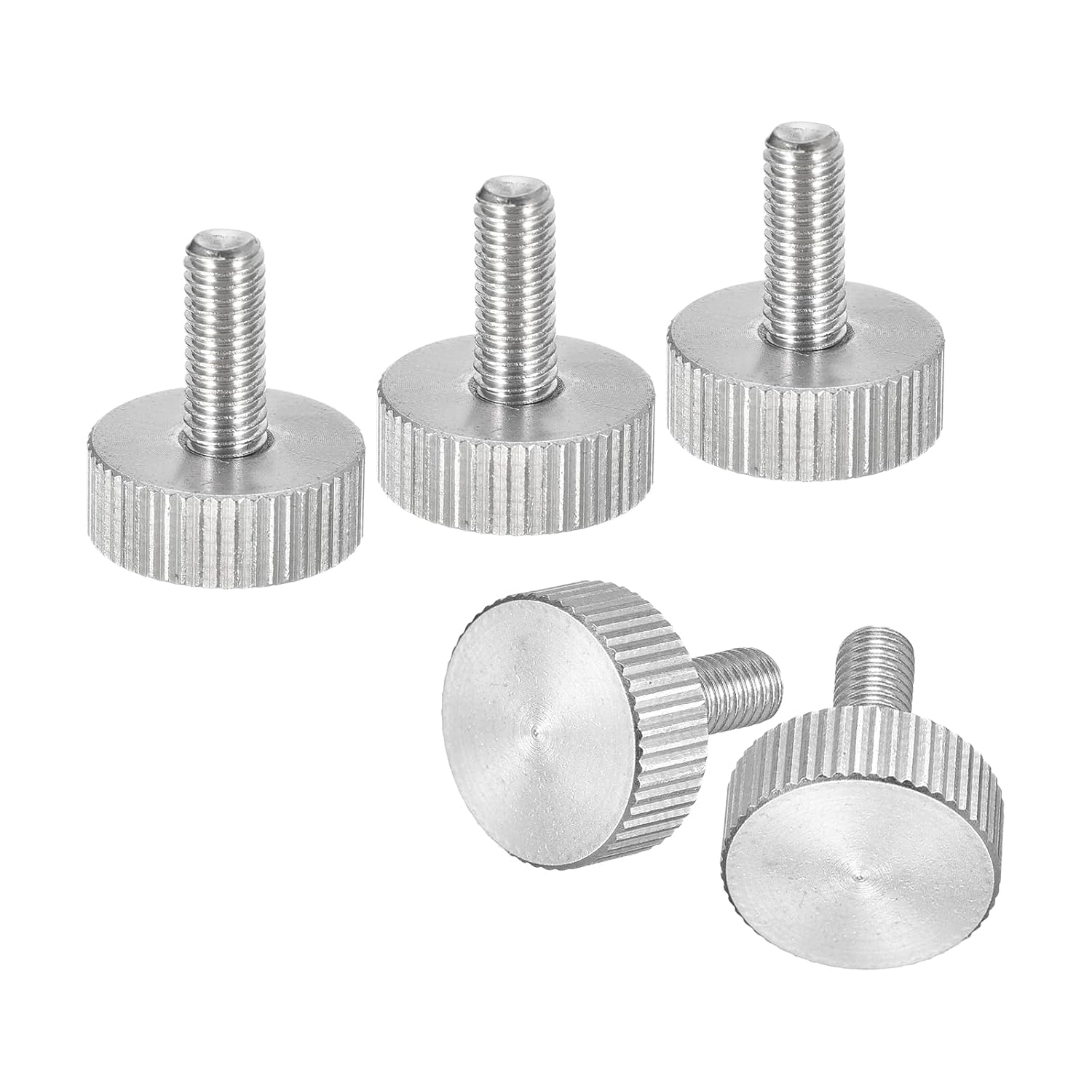 M5x12mm Knurled Thumb Screws, 5pcs 304 Stainless Steel Flat Knurled Head Fully Threaded Thumb ...