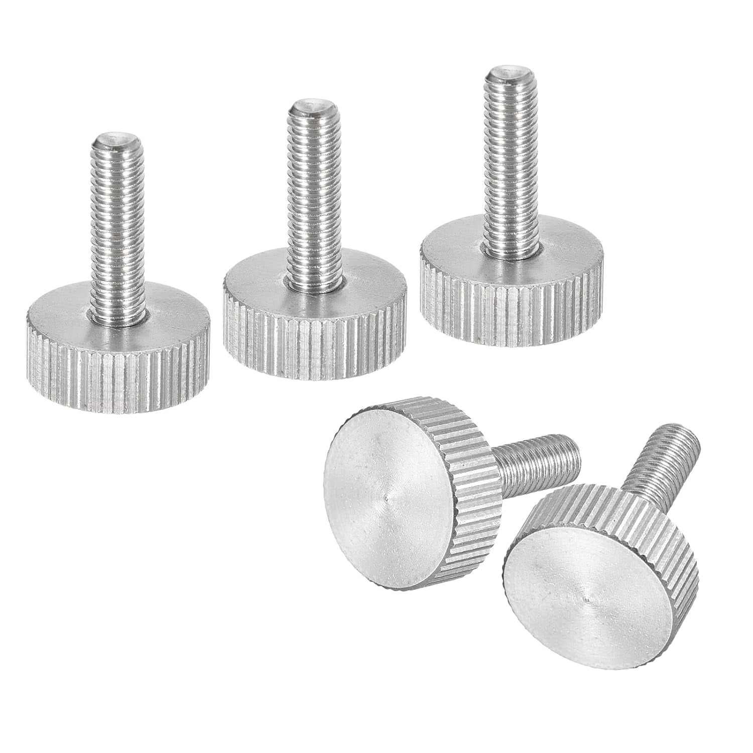 M5x16mm Knurled Thumb Screws, 5pcs 304 Stainless Steel Flat Knurled Head Fully Threaded Thumb ...