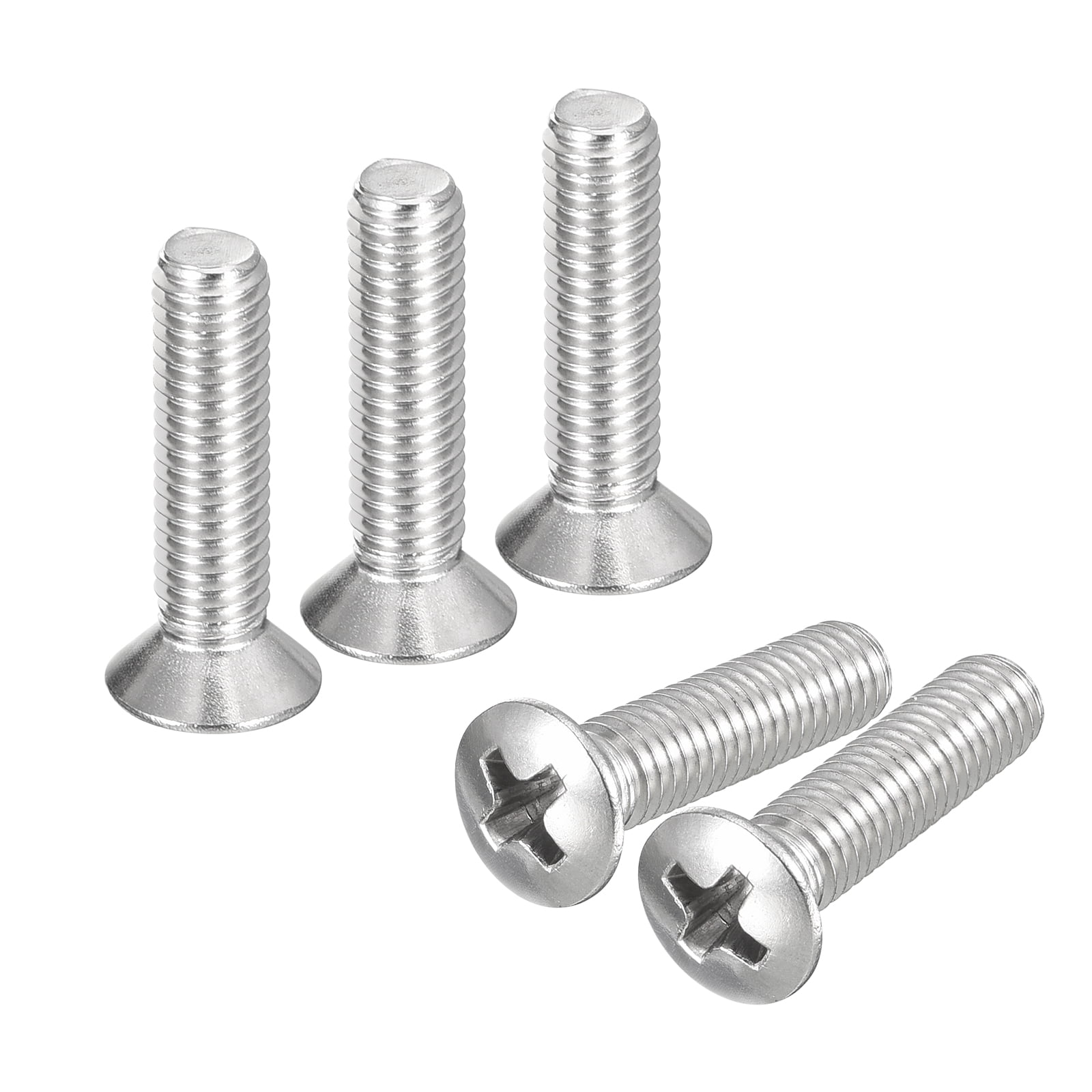 M5x20mm Oval Head Phillips Machine Screws, 100 Pack 304 Stainless Steel Slightly Raised ...