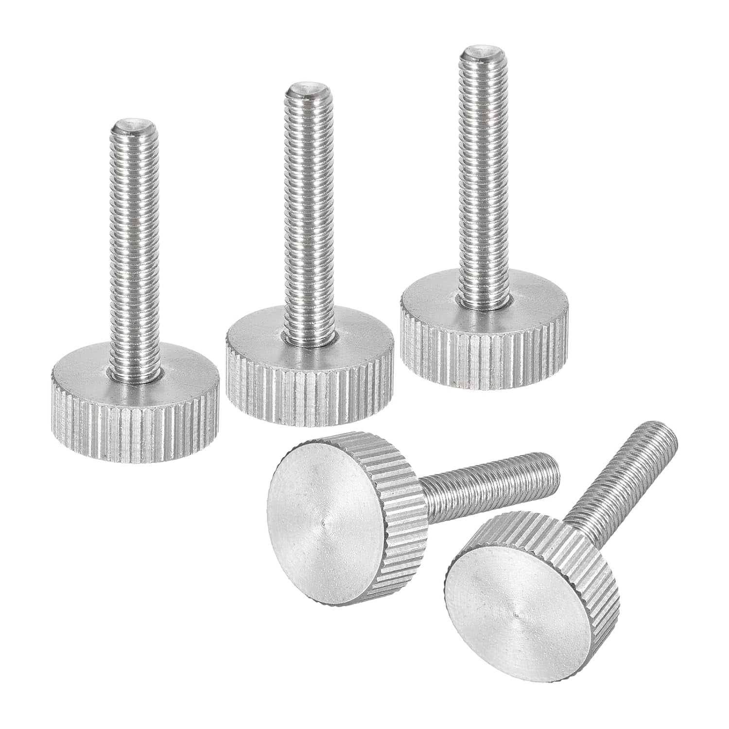 M5x25mm Knurled Thumb Screws, 5pcs 304 Stainless Steel Flat Knurled Head Fully Threaded Thumb ...