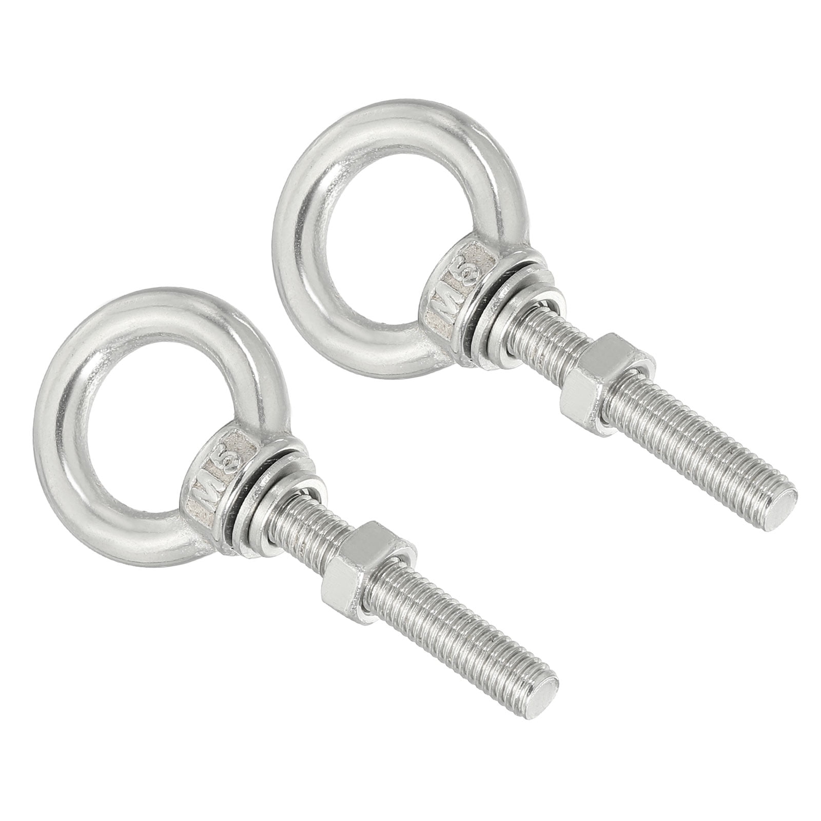 M5x60 3/16"x1.18" Stainless Steel Eye Bolts Threaded Screw Eyebolt ...