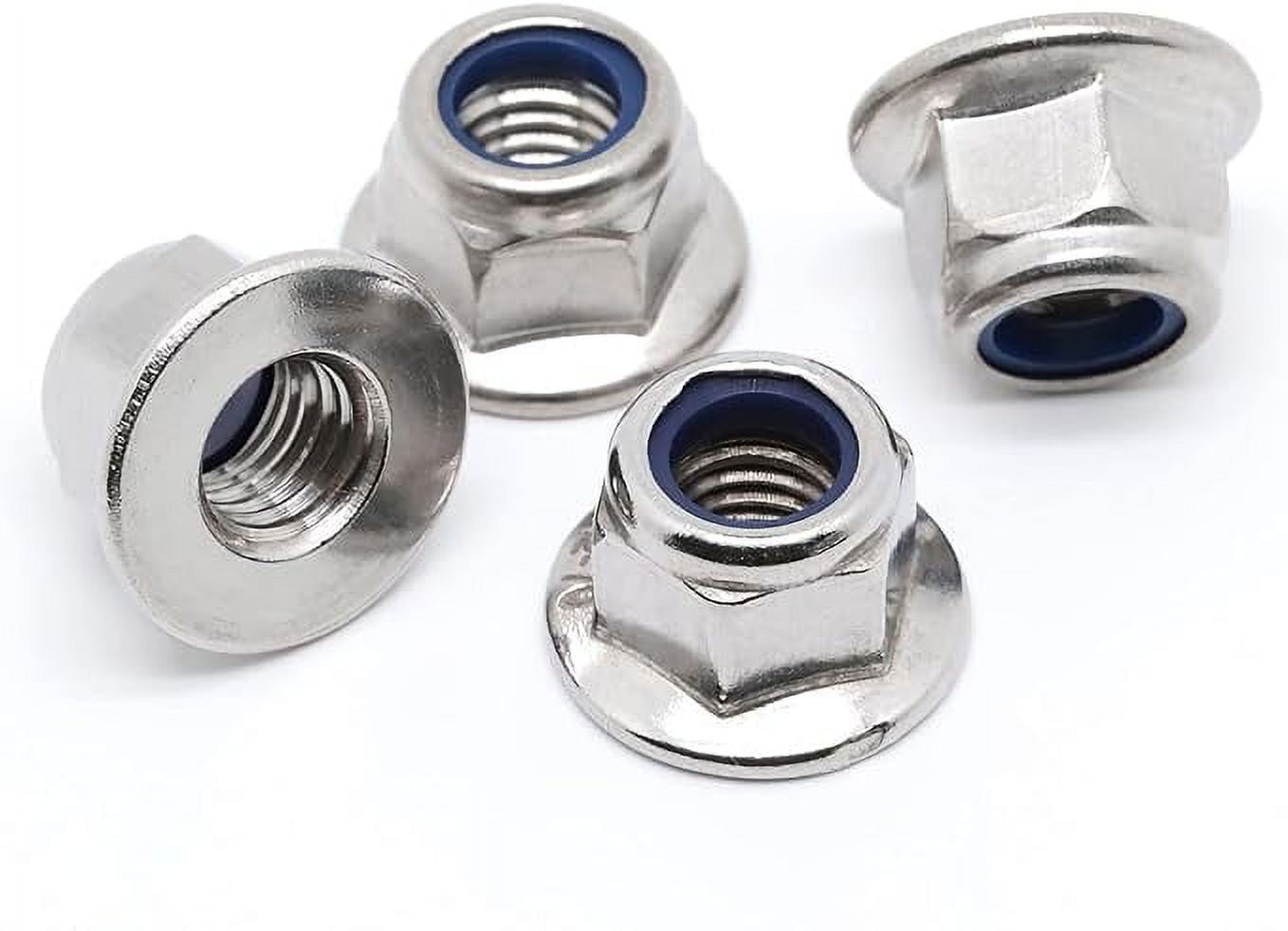 M6-1.0 Flange Nylon Insert Lock Nuts Flanged Locknuts, DIN 6926, Stainless Steel 18-8 (304 ...