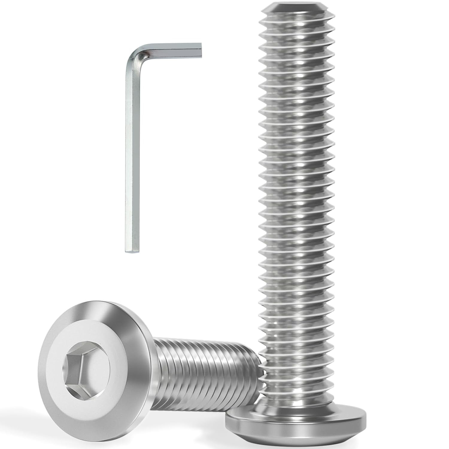 M6-1.0 x 45 mm 35Pcs Flat Head Hex Socket Cap Screws Bolts,304 Stainless Steel 18-8,Full Thread ...